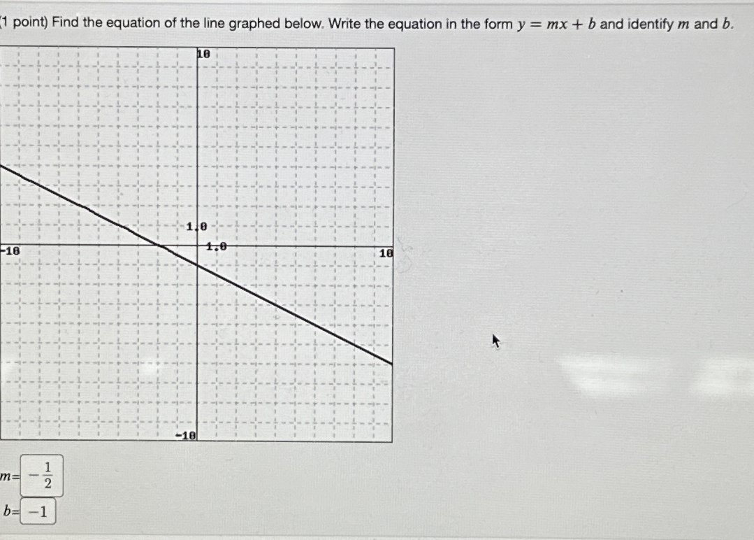 Solved (1 point) Find the equation of the line graphed | Chegg.com Solved (1 point) Find the equation of the line graphed | Chegg.com