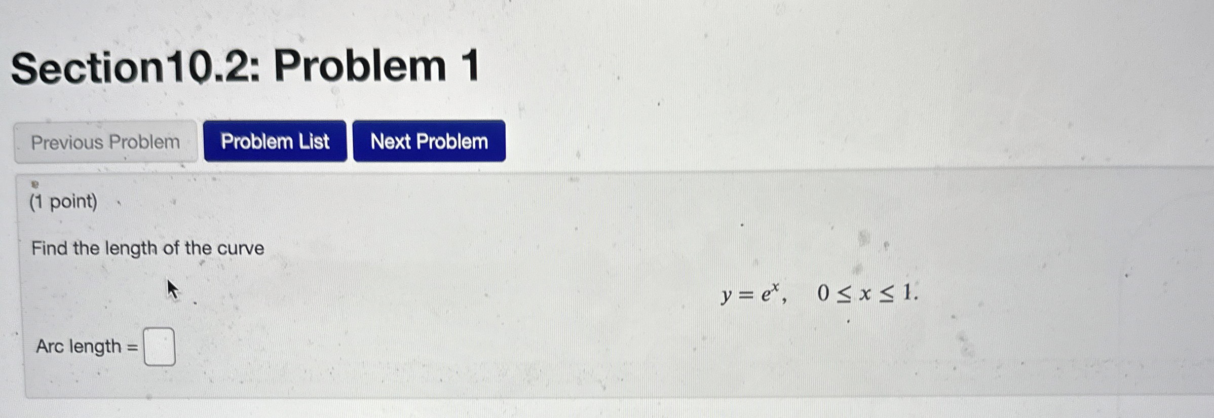 Solved Section10.2: Problem 1(1 ﻿point)Find the length of | Chegg.com