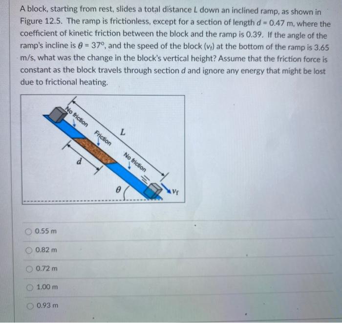 Solved A block slides along a track that descends through a | Chegg.com