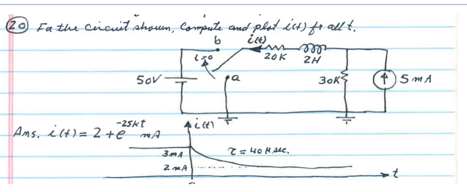 Solved (20) ﻿For the circuit shown, compute and plot i(t) | Chegg.com