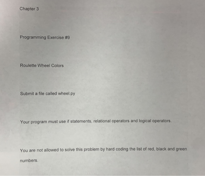 Solved Chapter 3 Programming Exercise #9 Roulette Wheel | Chegg.com