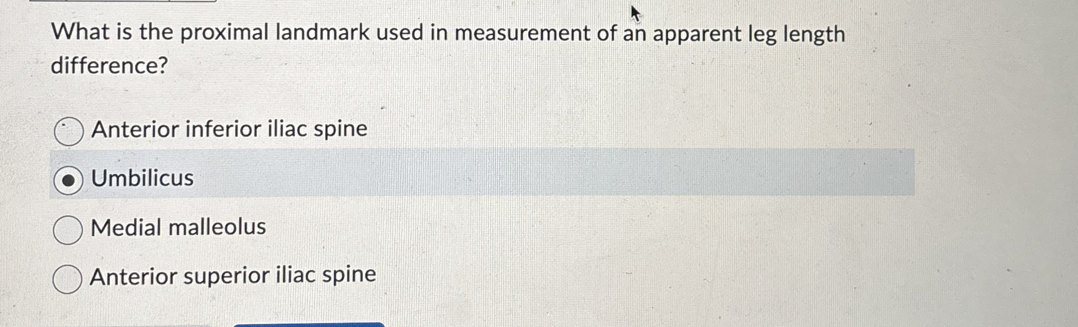 What is the proximal landmark used in measurement of | Chegg.com