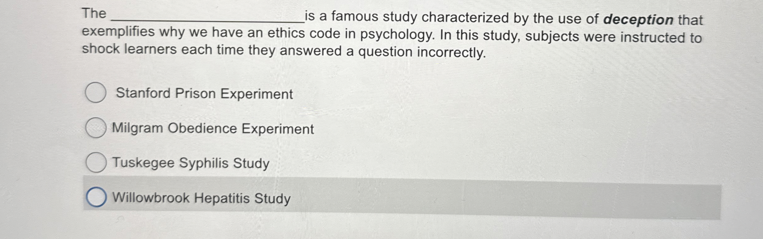 Solved The q, ﻿is a famous study characterized by the use of | Chegg.com