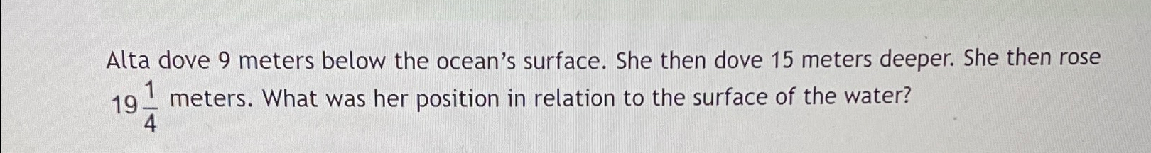 Solved Alta dove 9 ﻿meters below the ocean's surface. She | Chegg.com