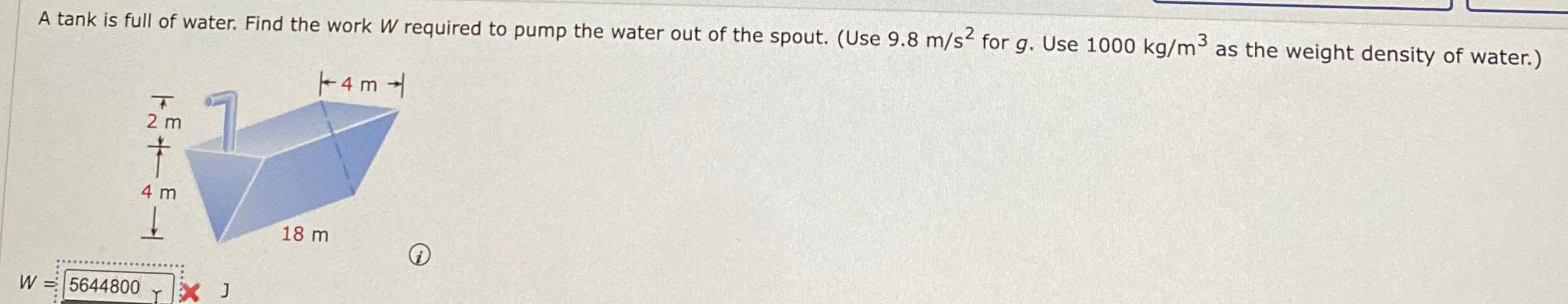 Solved A tank is full of water. Find the work W ﻿required to | Chegg.com