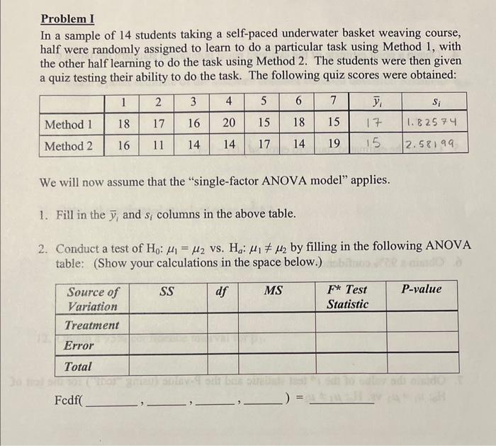 Solved How do I calculate all of the statistics in the ANOVA | Chegg.com