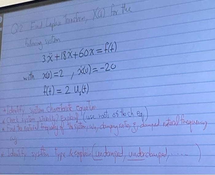 Solved Q2 Find Lapka transton, Xs) for the folosing system | Chegg.com