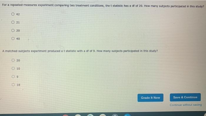 Solved 3. Repeated-measures and matched subjects experiments | Chegg.com