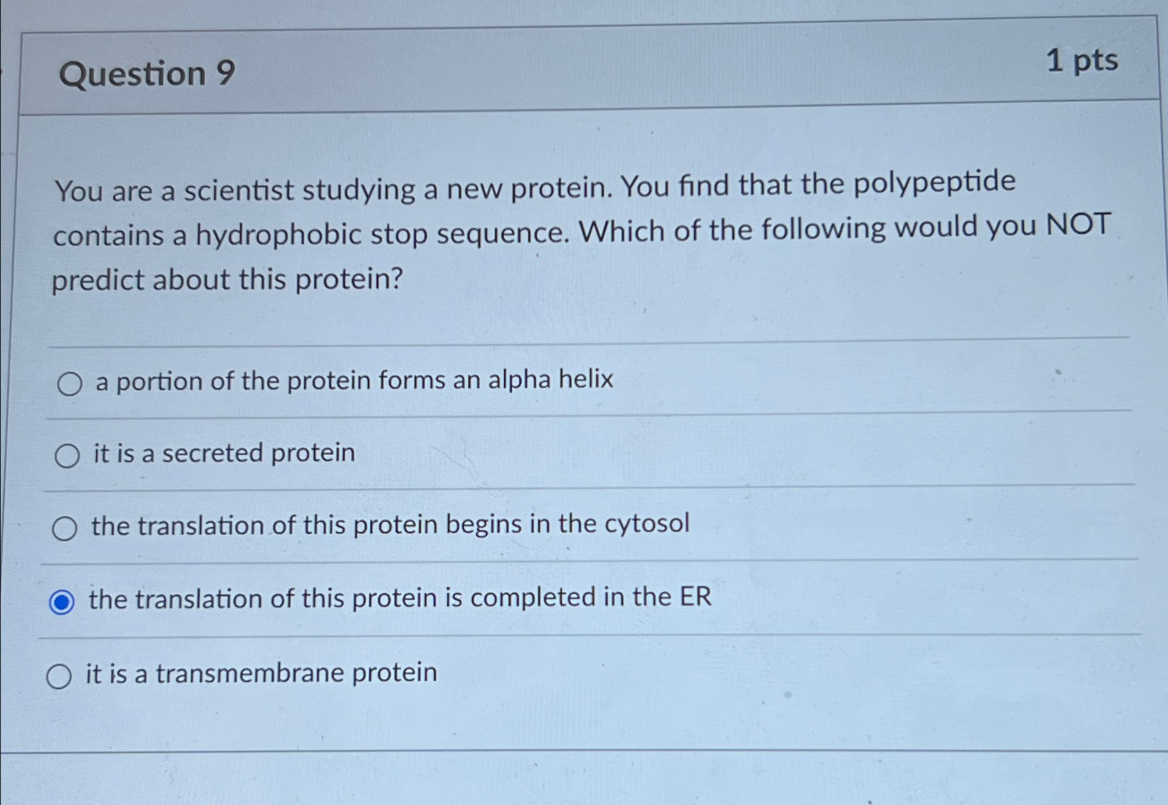 Solved Question 91 ﻿ptsYou are a scientist studying a new | Chegg.com