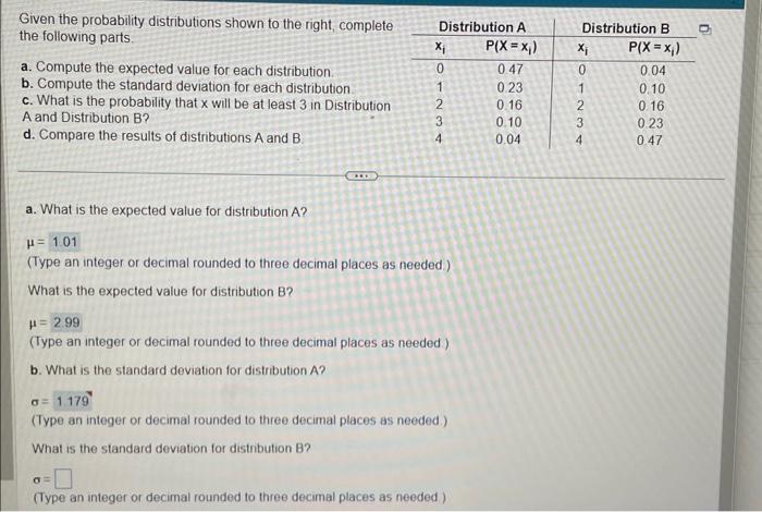 Solved Given the probability distributions shown to the | Chegg.com