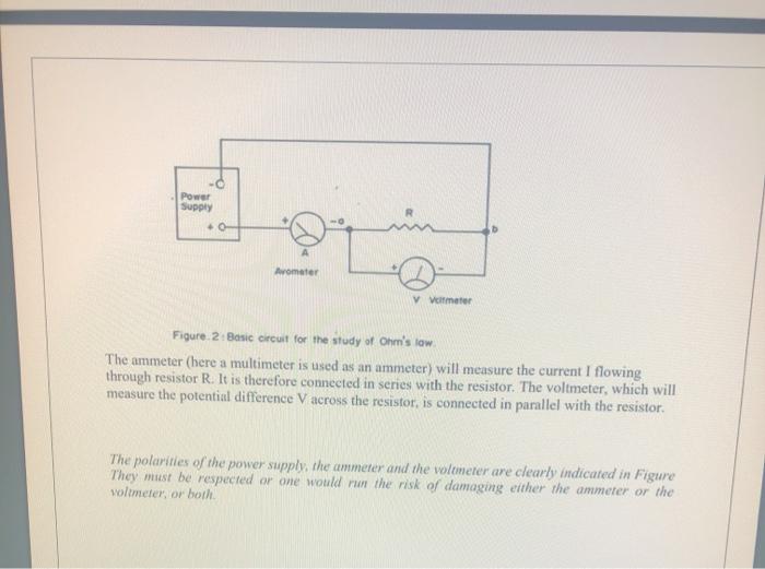 Solved Lab Experiment Ohm's law Purpose To study Ohm's law | Chegg.com