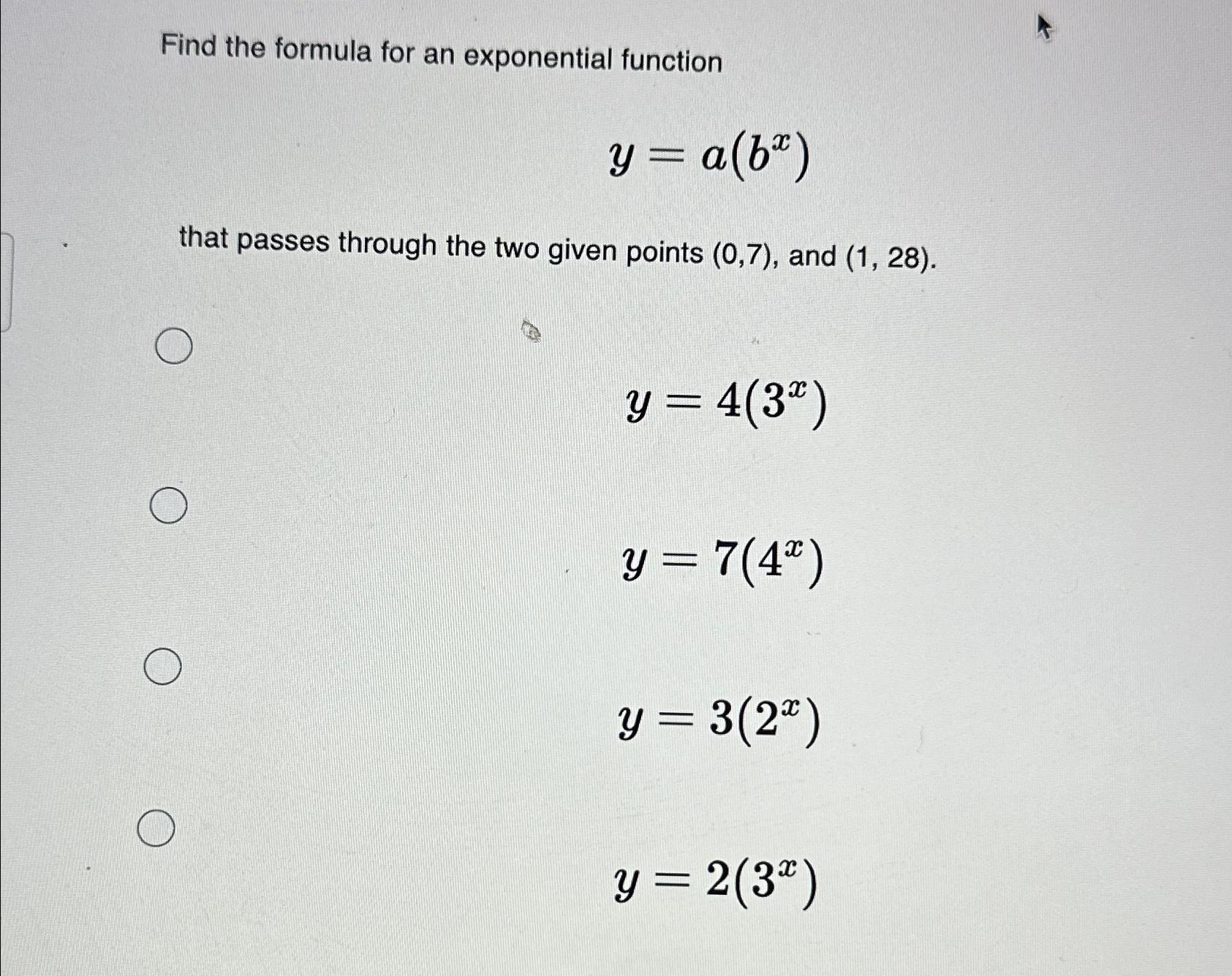 Solved Find the formula for an exponential | Chegg.com