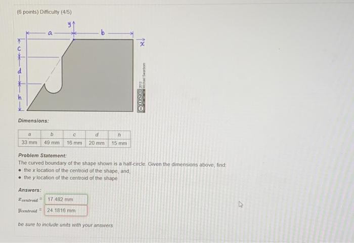 Solved (6 points) Difficulty (4/5) Dimensions: Problem | Chegg.com
