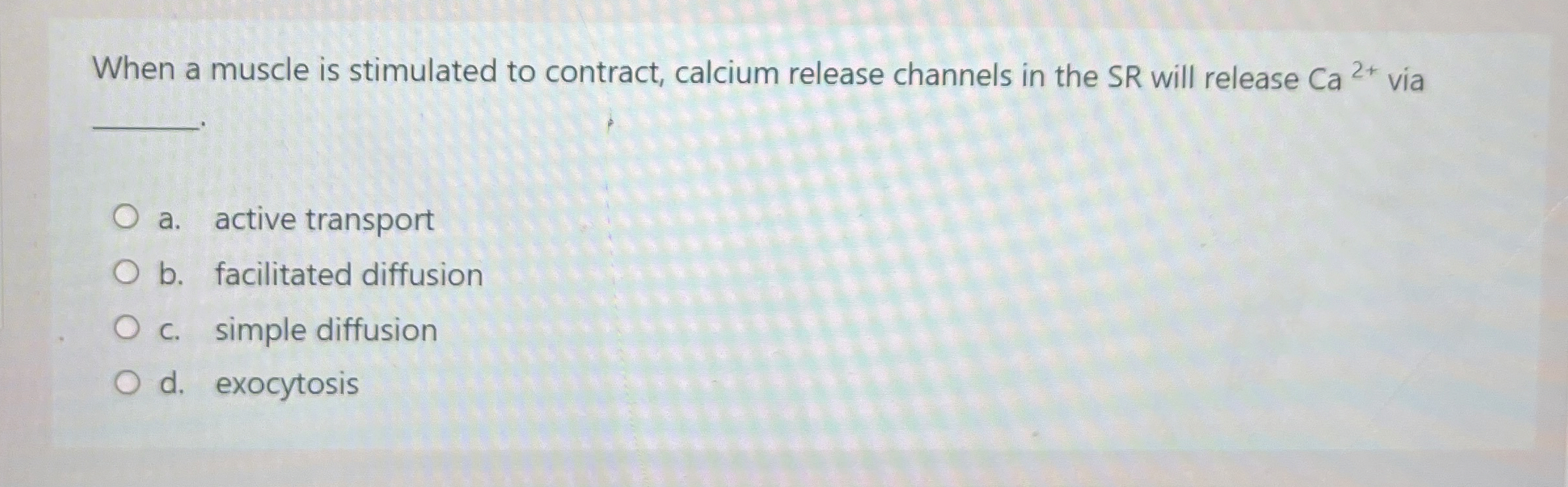 Solved When a muscle is stimulated to contract, calcium | Chegg.com