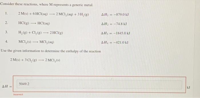 Solved Consider these reactions, where M represents a | Chegg.com