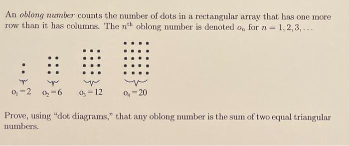 Solved An oblong number counts the number of dots in a | Chegg.com