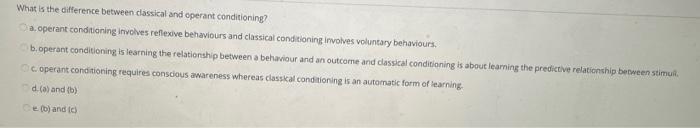 Solved What is the difference between classical and operant | Chegg.com