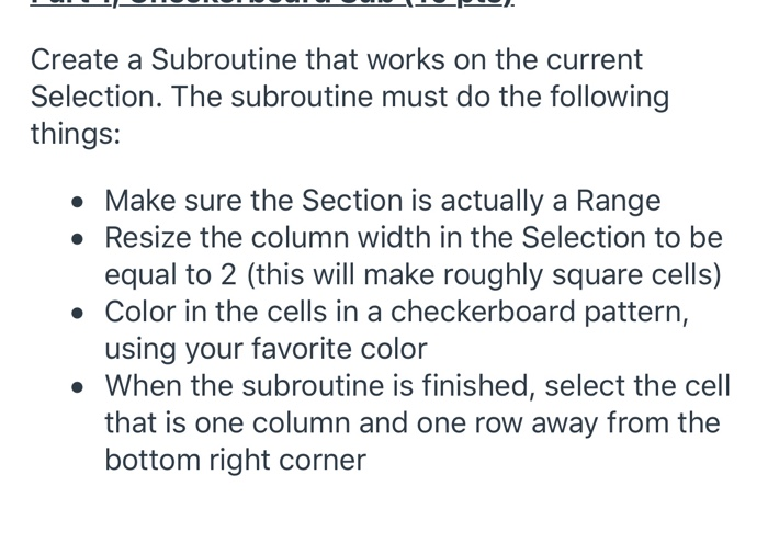 Create a Subroutine that works on the current | Chegg.com