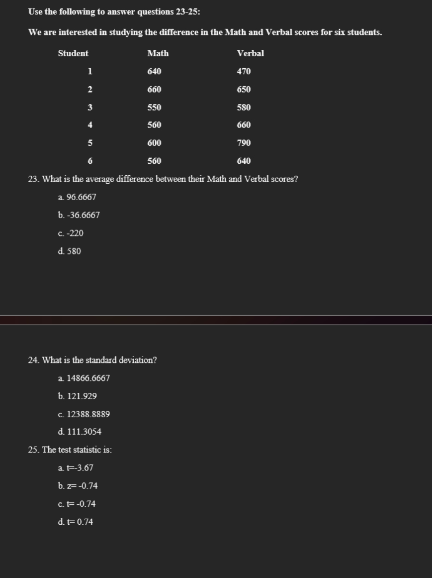 Solved Use the following to answer questions 23-25:We are | Chegg.com
