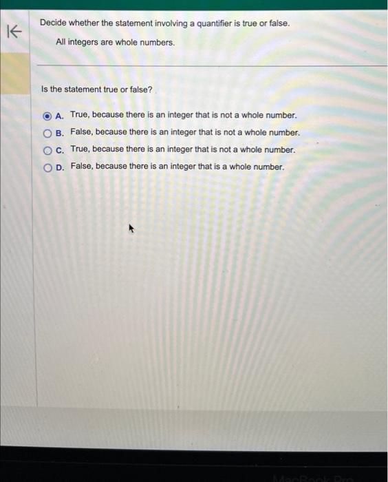 Solved Decide whether the statement involving a quantifier | Chegg.com