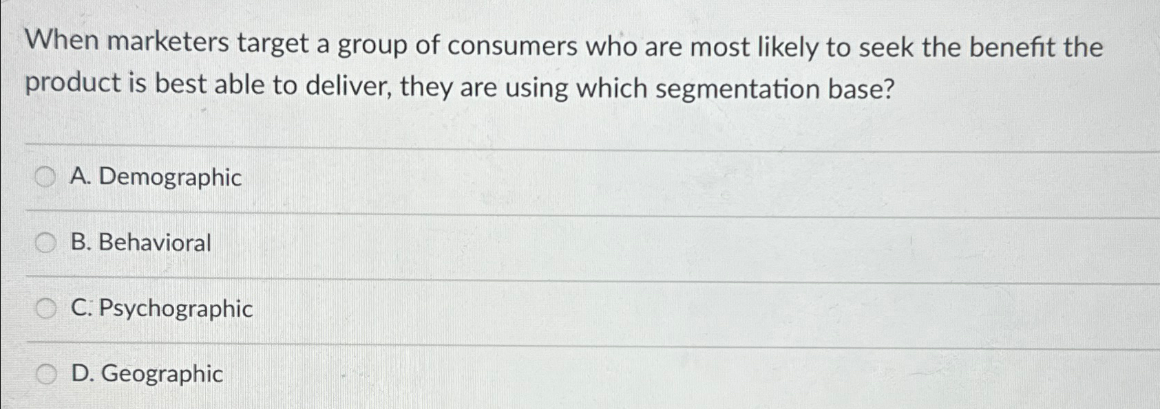 Solved When marketers target a group of consumers who are | Chegg.com