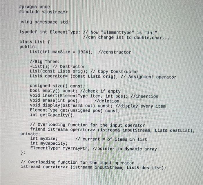 Solved I have no clue how to overload the istream& operator | Chegg.com