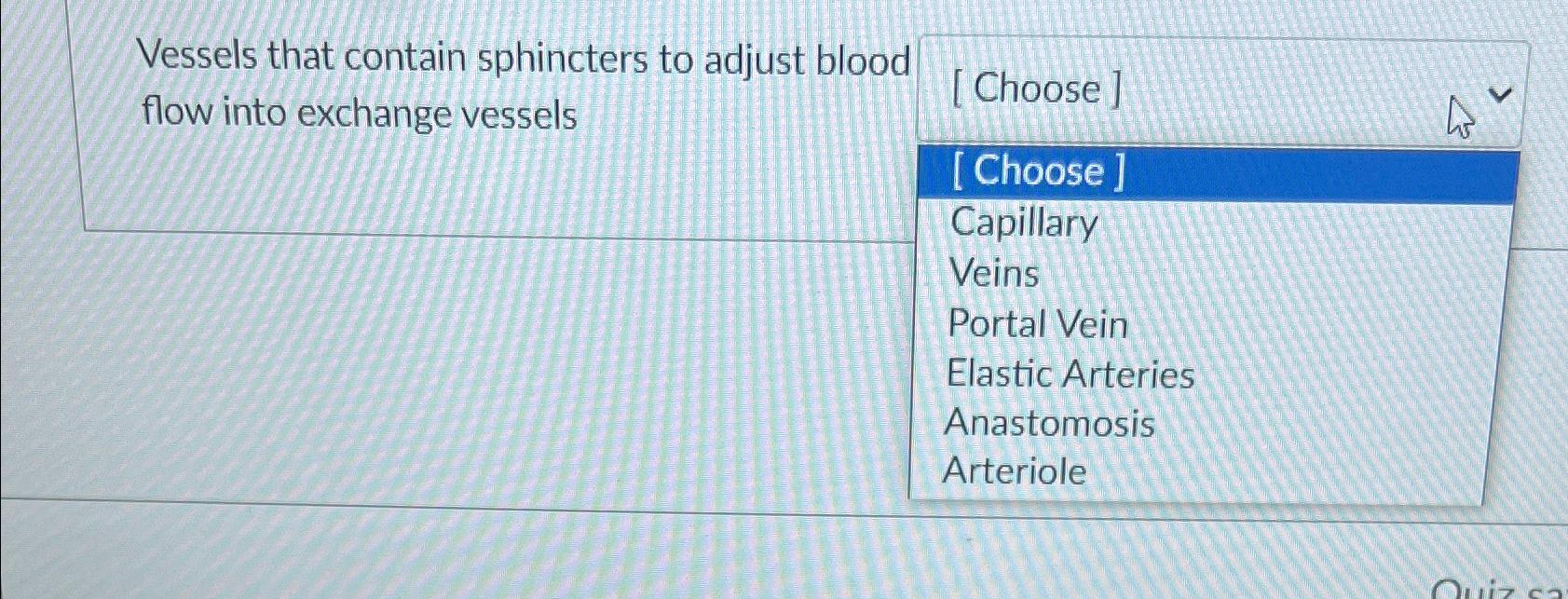 Solved Vessels that contain sphincters to adjust blood flow | Chegg.com