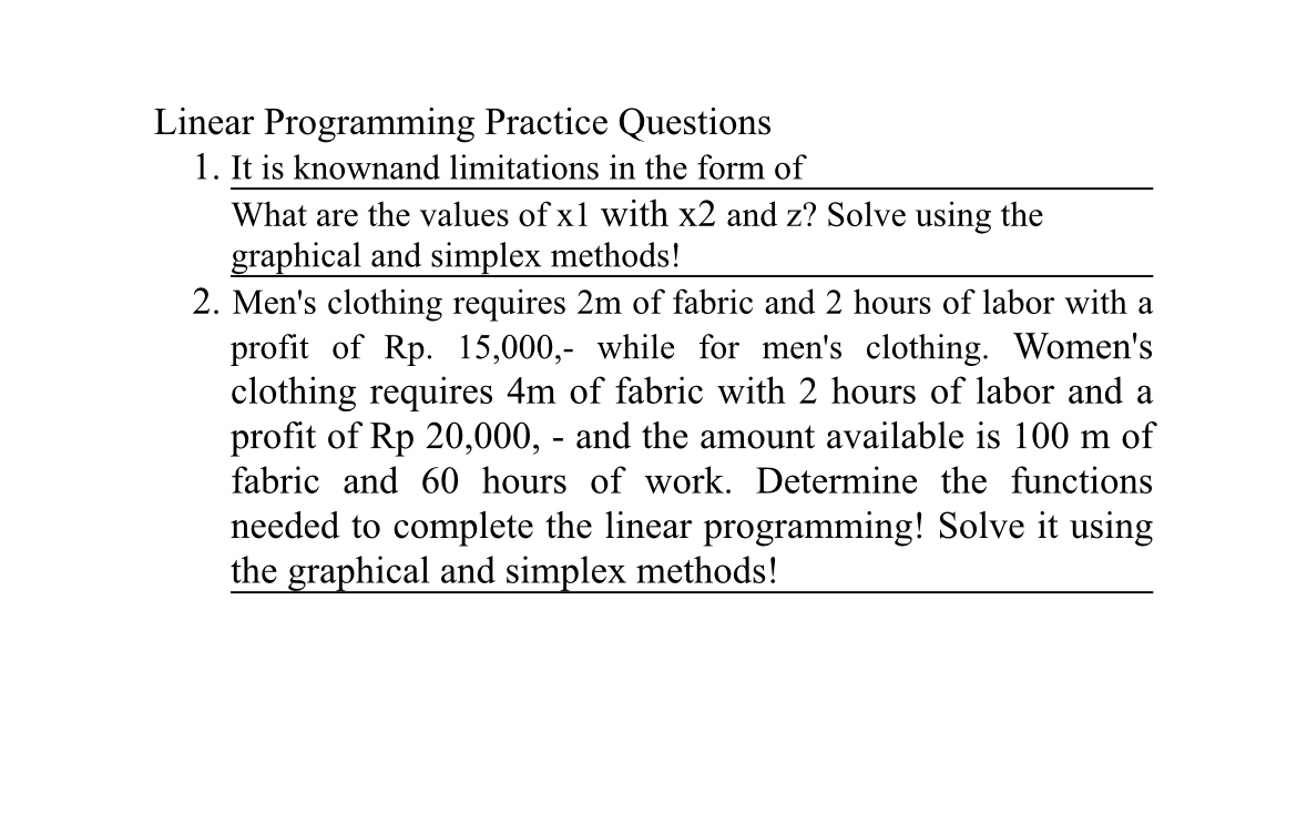 Solved Linear Programming Practice QuestionsIt is knownand | Chegg.com