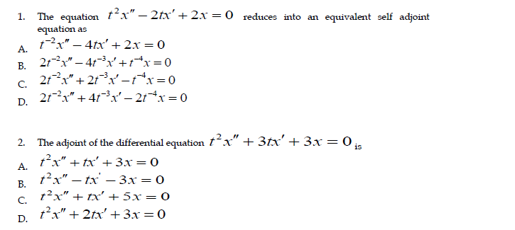 Solved The equation t2x''-2tx'+2x=0 ﻿reduces into an | Chegg.com