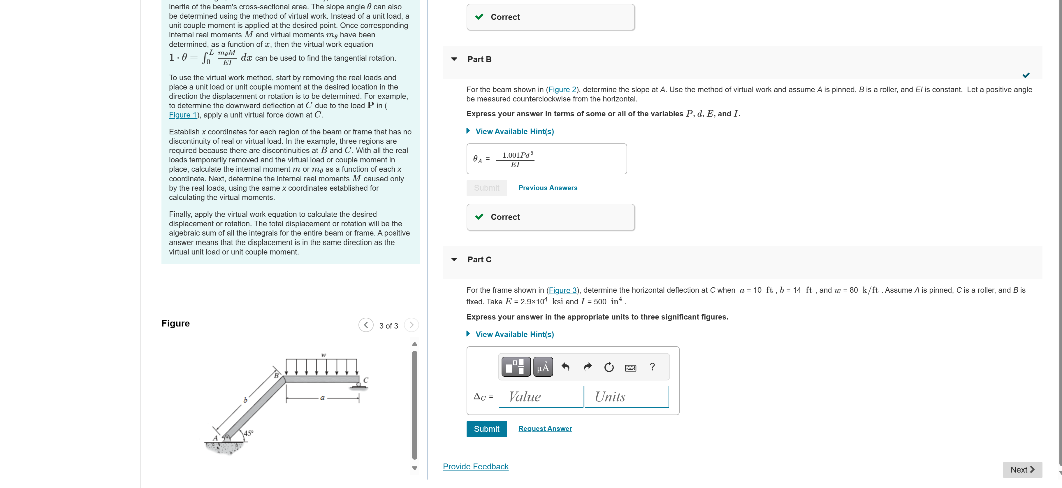 Solved Part CFor the frame shown in (Figure 3), ﻿determine | Chegg.com