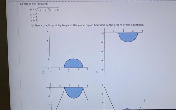 Solved y=3(x−3)2(x−7)2y=0x=3x=7 (a) Use a graphing utility | Chegg.com