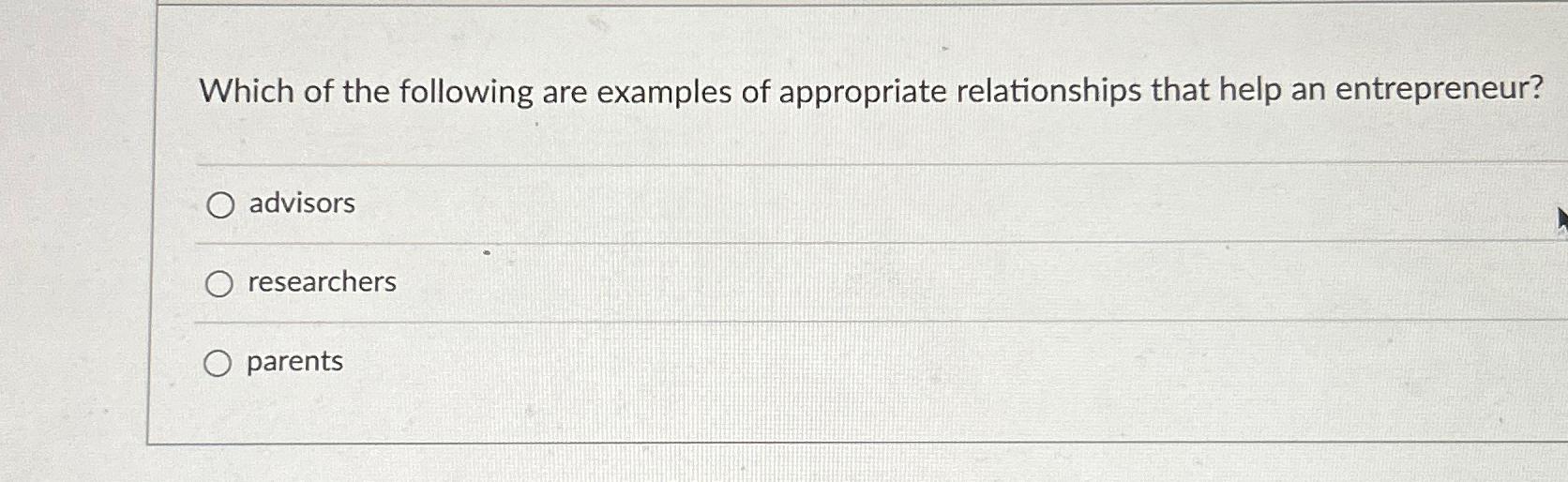 Solved Which of the following are examples of appropriate | Chegg.com