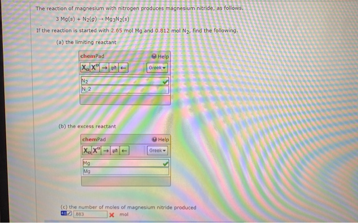 Solved The reaction of magnesium with nitrogen produces | Chegg.com