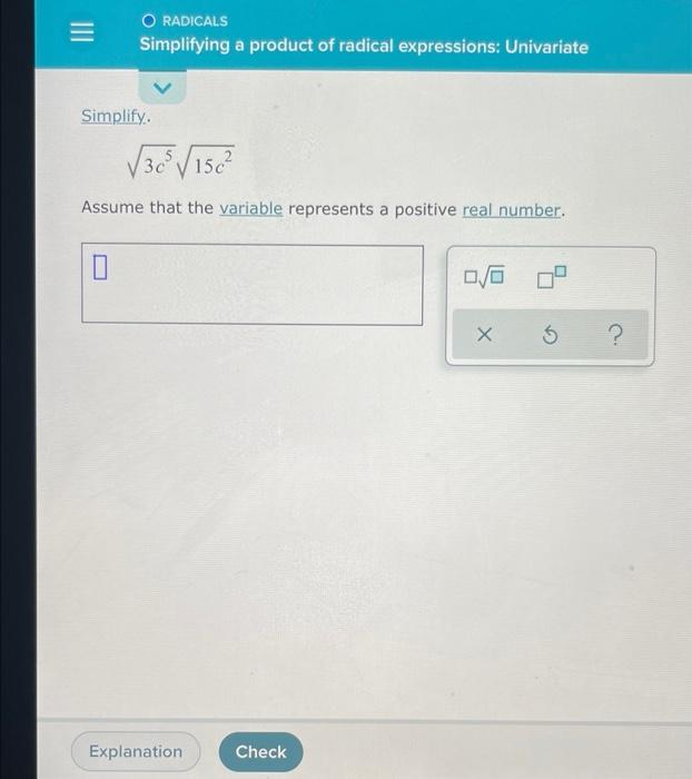 Solved = O RADICALS Simplifying a product of radical | Chegg.com