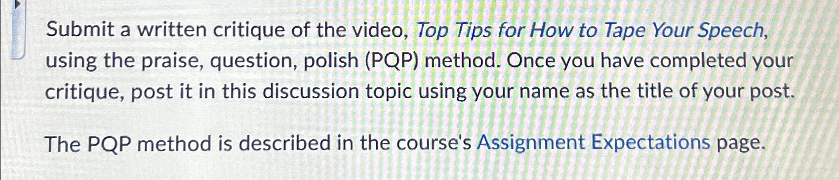 Solved Submit a written critique of the video, Top Tips for | Chegg.com