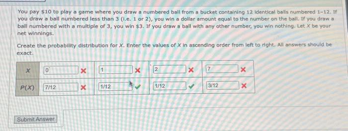 Solved You pay $10 to play a game where you draw a numbered | Chegg.com