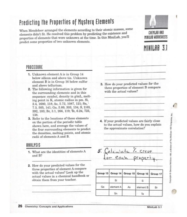 Solved Predicting the Properties of Mystery Elements When | Chegg.com