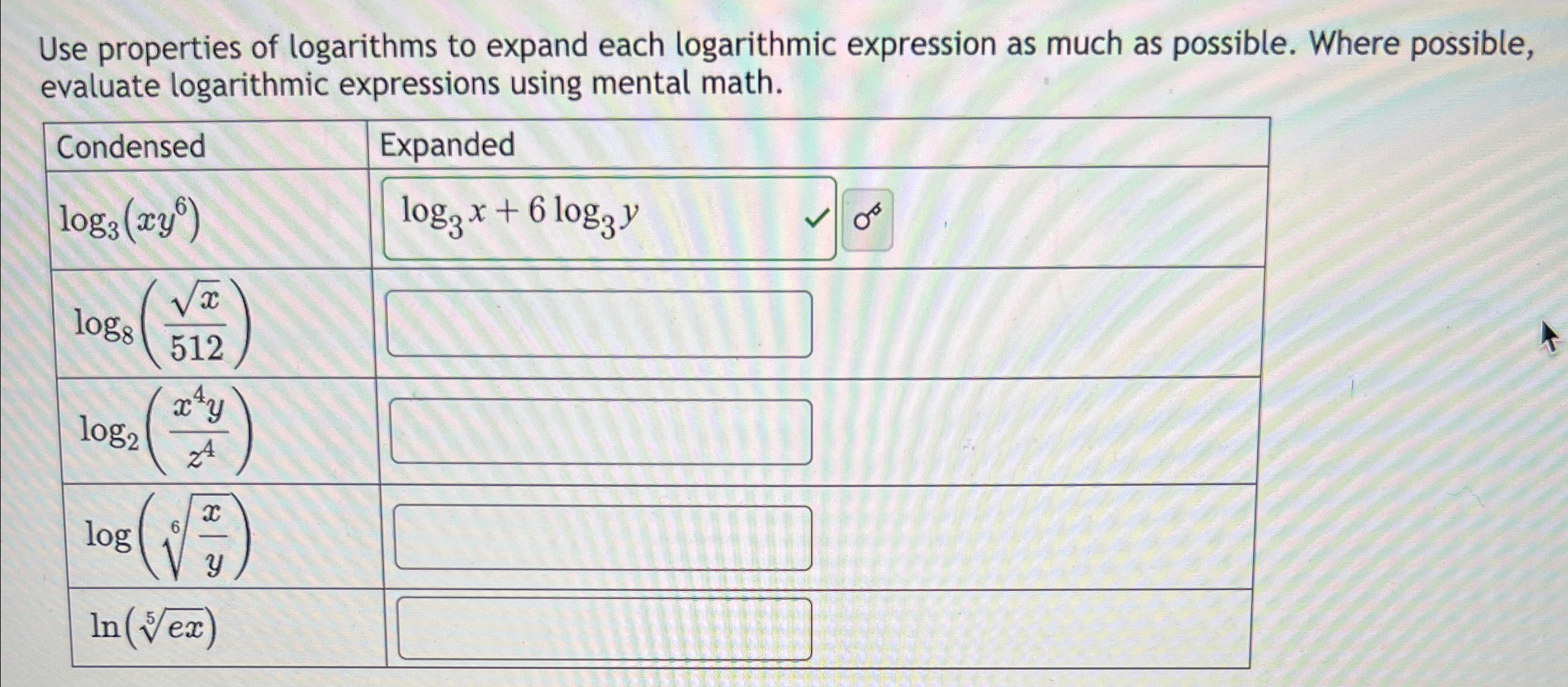 Use properties of logarithms to expand each | Chegg.com