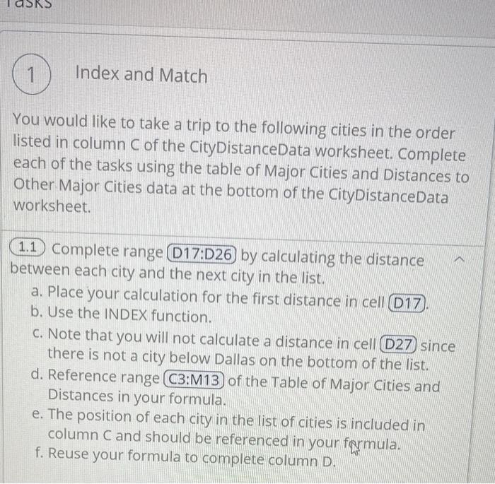 Solved Index and Match You would like to take a trip to the | Chegg.com