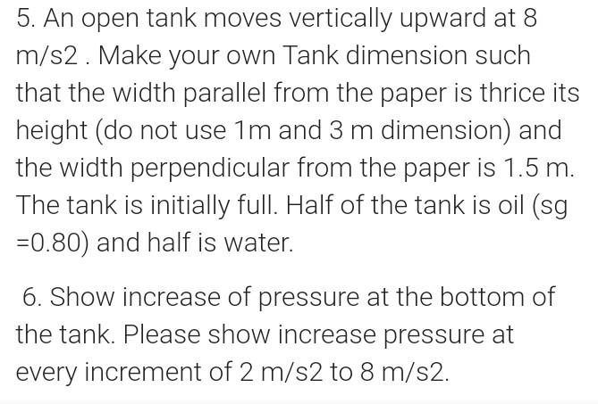 Design your open rectangular tank 1. An open tank | Chegg.com