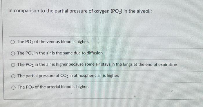Solved In comparison to the partial pressure of oxygen (PO2) | Chegg.com
