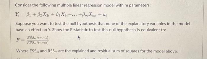 Solved Consider the following multiple linear regression | Chegg.com