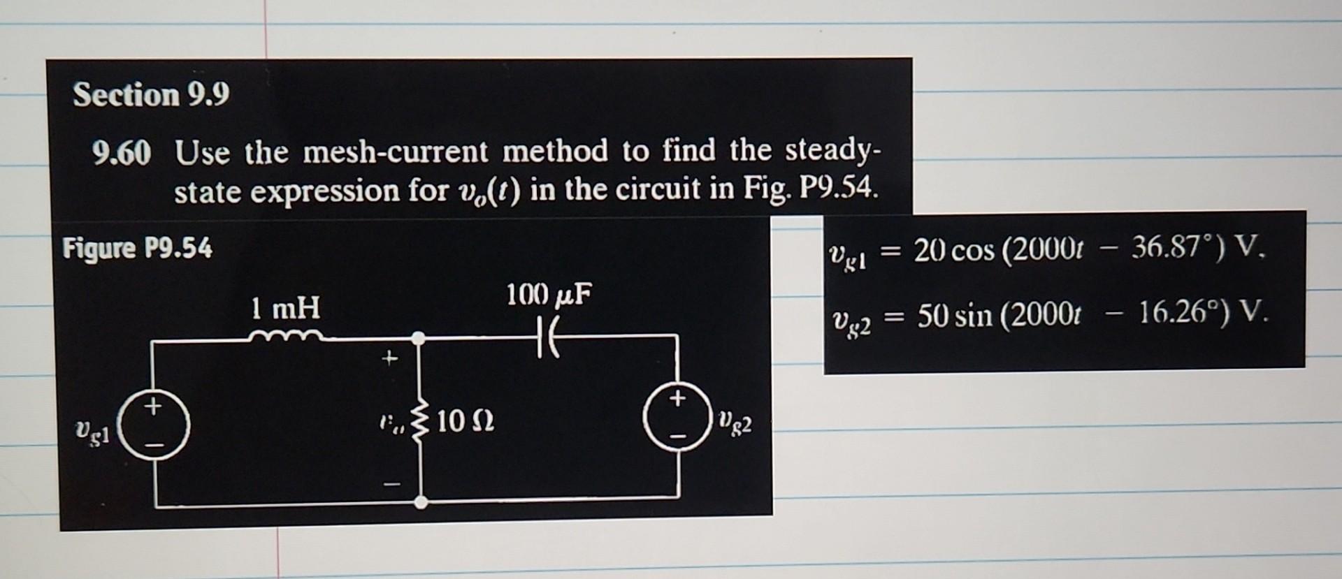 Solved Section 9.9 9.60 Use the mesh-current method to find | Chegg.com