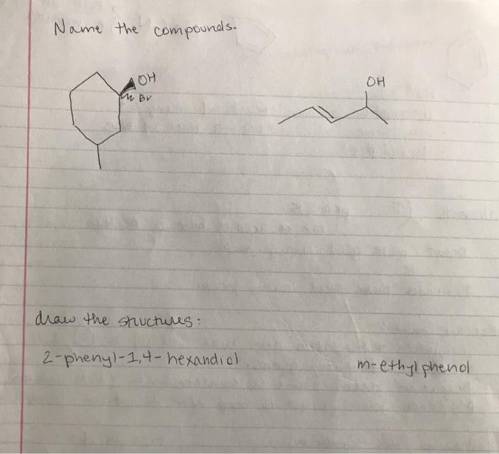 Solved Name the compounds. OH OH BV draw the structures: | Chegg.com