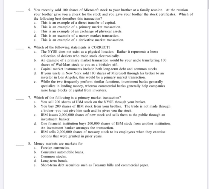 Solved Finance I Study Guide Chapter 1-4 Multiple Choice | Chegg.com