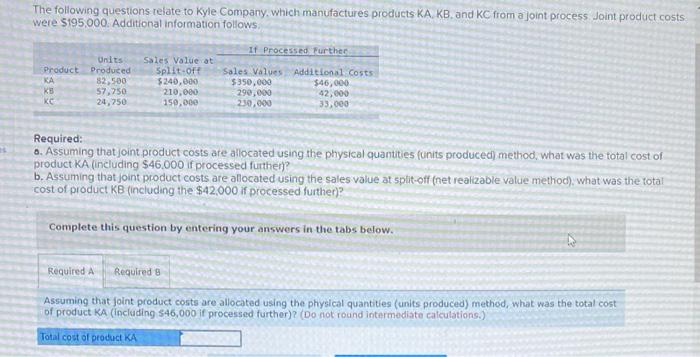 Solved The following questions relate to Kyle Company, which | Chegg.com