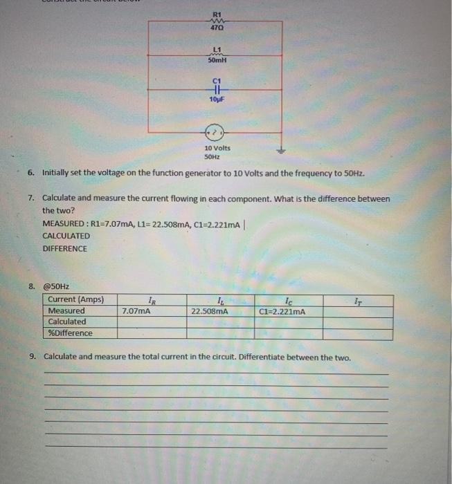 Solved R1 470 L1 50mH C1 HE 10F 10 Volts SOHZ 6. Initially | Chegg.com