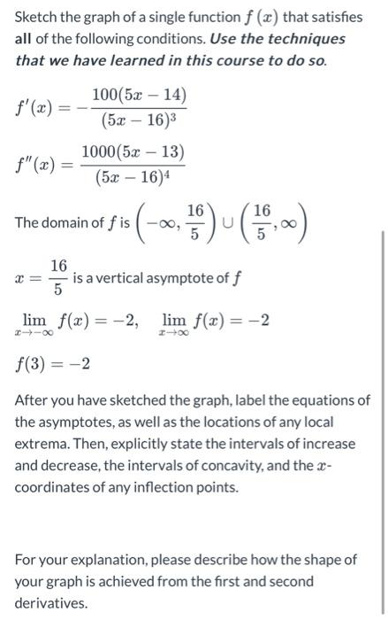 Sketch the graph of a single function f(x) that | Chegg.com