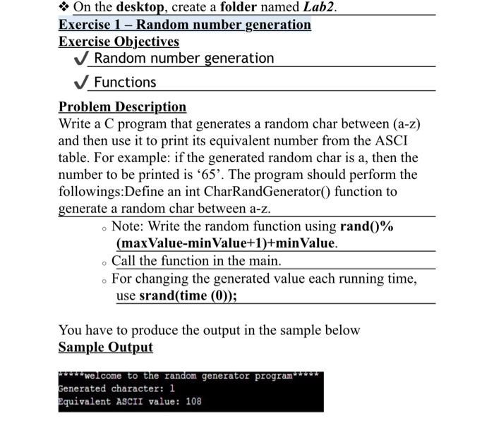 Solved ⋆ On the desktop, create a folder named Laab2. | Chegg.com