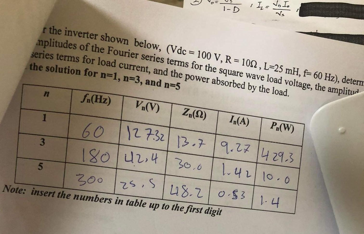 Solved r the inverter shown below, (Vdcc=100 | Chegg.com